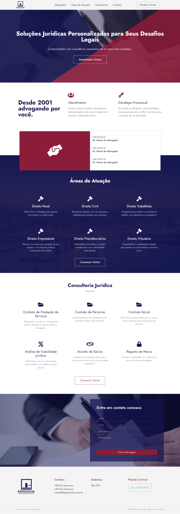 Template Website para Escritório de Advocacia Modelo One Page cod ...