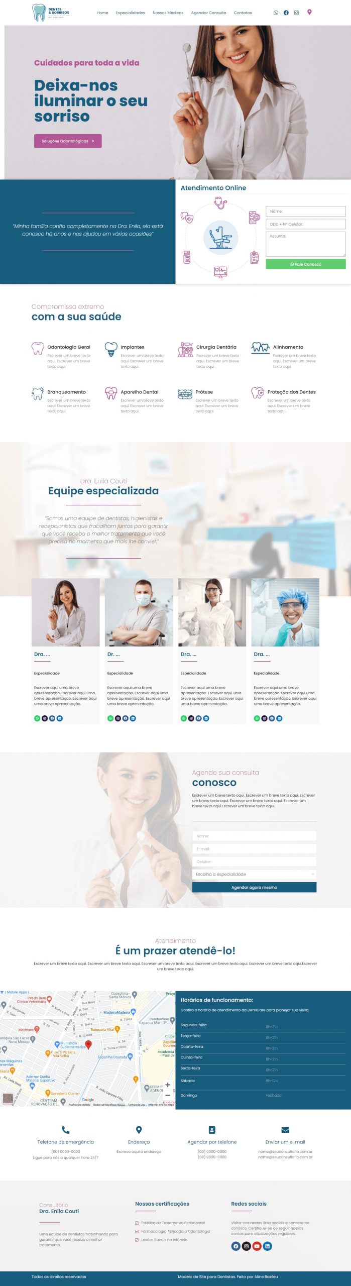 Template Website Para Dentistas Modelo One Page Cód. 30839796 - Ui ...
